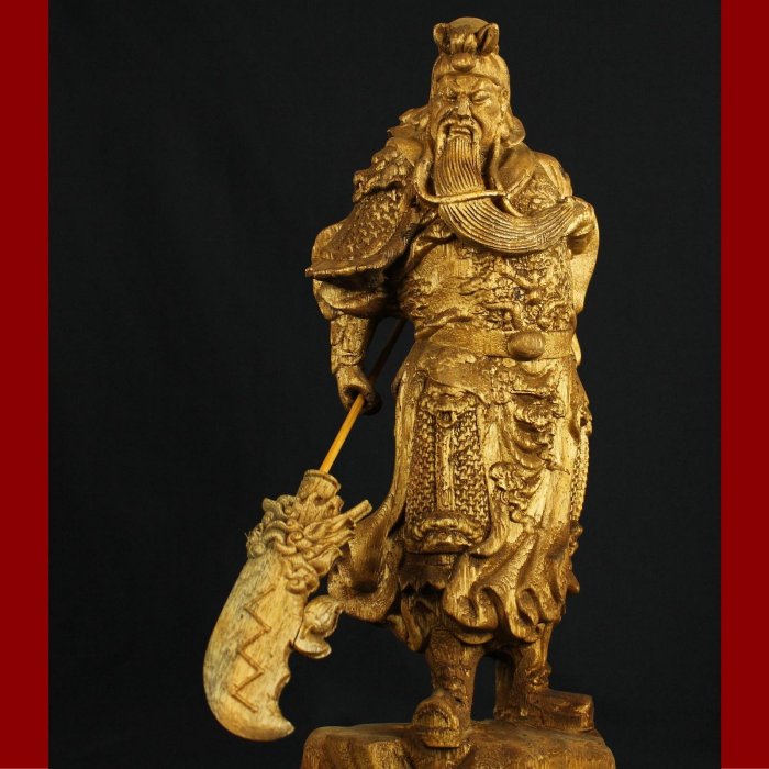 【桑園の】沉香原木 38cm 威震千秋 關公 關二爺 霸氣木雕 (委託品) D 5006 B23 | Yahoo拍賣