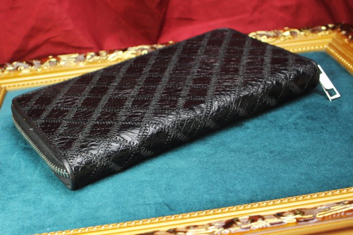 【桑園の】高奢 男士 精品 珍稀鱷魚皮 啞光鏡面 黑 獨有立體皮紋 多夾層 中性款 皮夾 手拿包 Q 5243 | Yahoo拍賣
