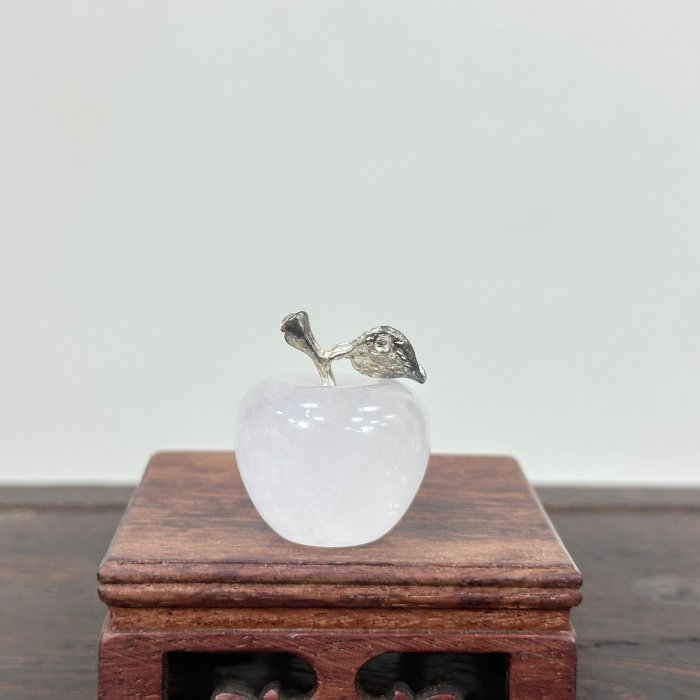 【居寶屋】精選天然 白水晶 小蘋果 鑲鑽頭 平平安安 萬事如意 桌上擺蘋 萬事擺平 一元起標 無底價 B322 | Yahoo拍賣