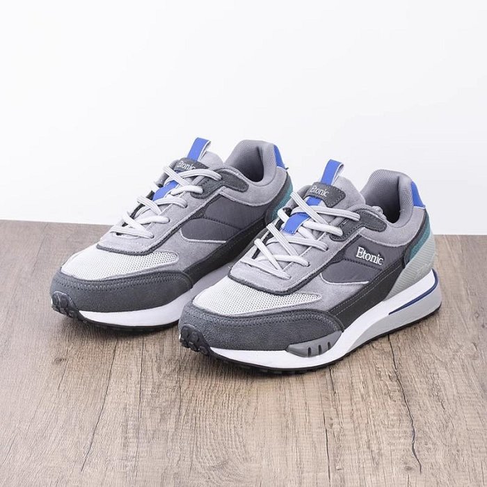 25mart【一元起標】美國 Etonic 男 真皮 牛反毛皮拼網布 休閒運動鞋 灰色 44 | Yahoo拍賣