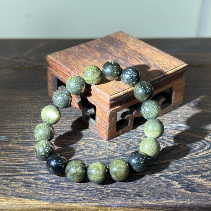 【居寶屋】精選天然 金沙黑曜 手珠 手鍊 強能量 開運 避邪擋煞 去除厄運 平安件 一元起標 B218 | Yahoo拍賣