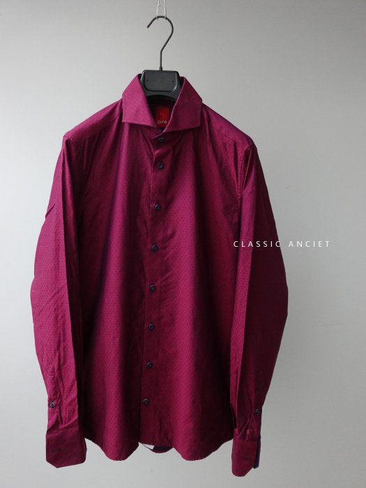 CA PURE 深紅點點紋 合身版 純棉 長袖襯衫 M號 一元起標無底價C579 | Yahoo拍賣