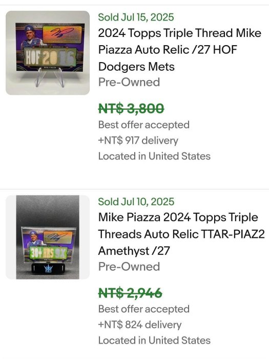 Mike Piazza 三窗實戰用品簽名 三冠王 topps triple threads 鑑定psa5 超低限量27/27張 尾號 名人堂捕手 | Yahoo拍賣