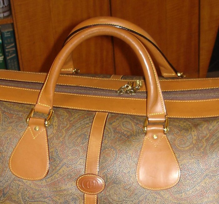 品相佳新 商旅大款 義大利名牌 GINO FERRUZZI 女性 Monogram 特厚膠皮+特厚牛皮 拉鍊式 旅行手提包(特價真品) 46 cm | Yahoo拍賣