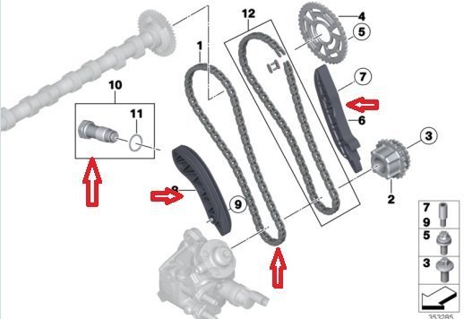 BMW E90 E91 E92 E93 N47 N57 正時 時規 鍊條 鏈條+滑板+擴張器 正時 上部 (修包4件組)11318590950 ...