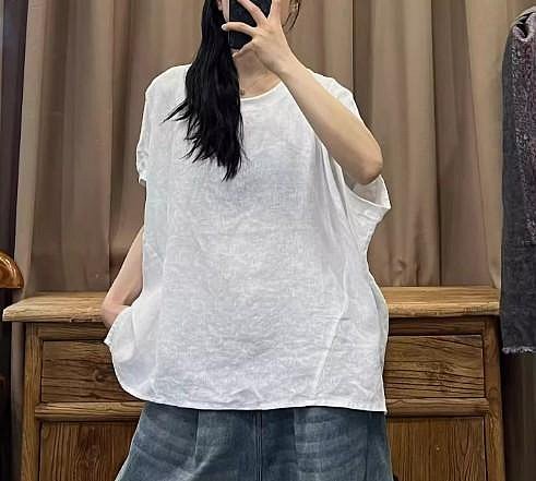 【木棉衣舖】文藝簡約圓領蝙蝠袖漢麻套頭T恤-0723 | Yahoo拍賣