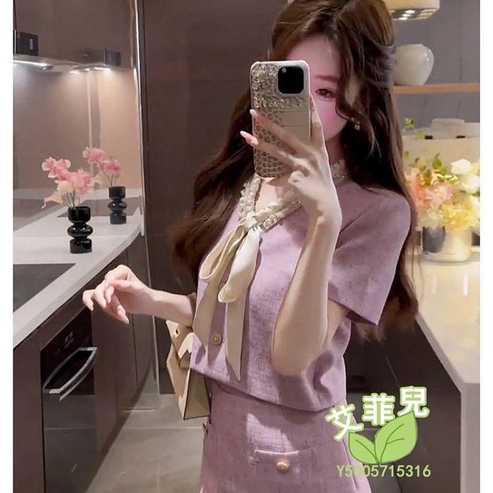艾菲兒=貴氣名媛輕奢重工設計小香風套裝女2025夏季流行高級感短裙兩件套 | Yahoo拍賣