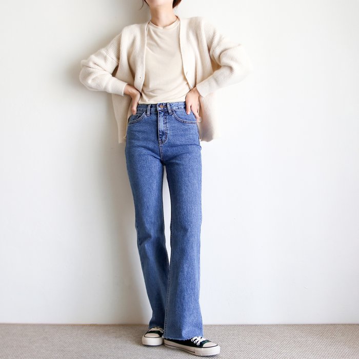 【A0815】修身靴型牛仔褲（L 中藍 現貨） | Yahoo拍賣