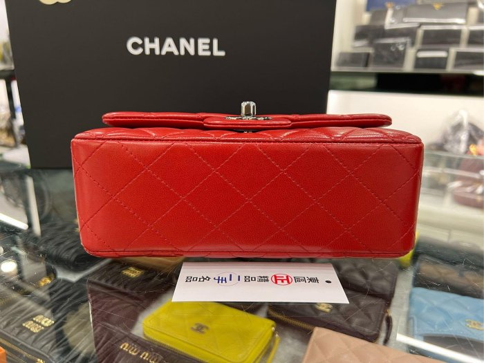 ㊣東區正精品㊣CHANEL MINI COCO 20 A69900 香奈兒紅色羊皮銀鍊菱格紋斜背包 CF 20cm RZ5634 | Yahoo拍賣