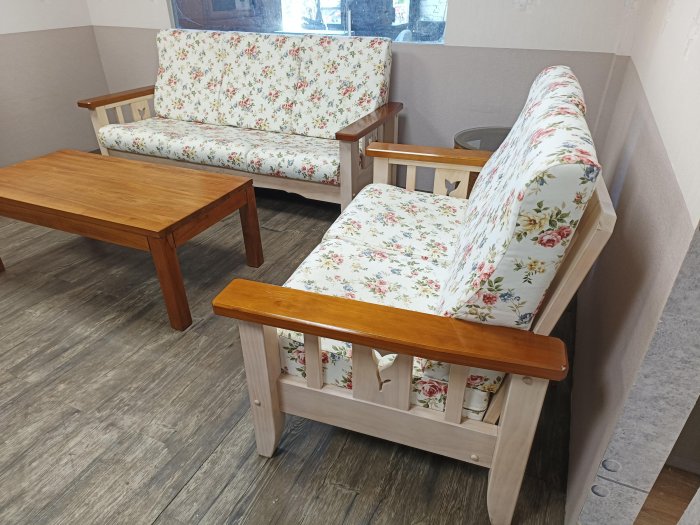 【國民二手樂活館】圓夏家具鄉村風橡木+紐西蘭松木三人沙發(附替換椅套) 自取價8500 | Yahoo拍賣