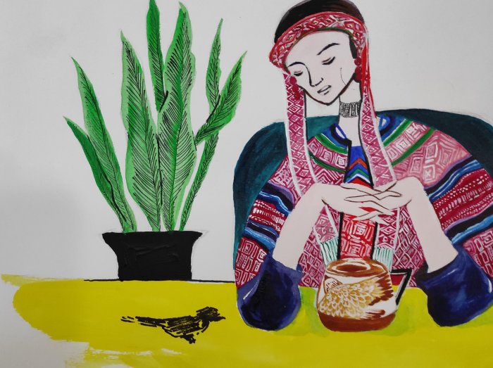 懷德-肖 】- 知名插畫家 -- 劉伯樂--對語39.5/27cm水彩--5F未框 | Yahoo拍賣