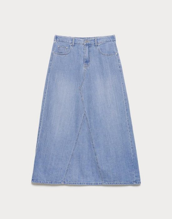 Bellee 正韓 夏季後鬆緊小刷色A字輕牛仔裙 S-L 【0617-30】 | Yahoo拍賣