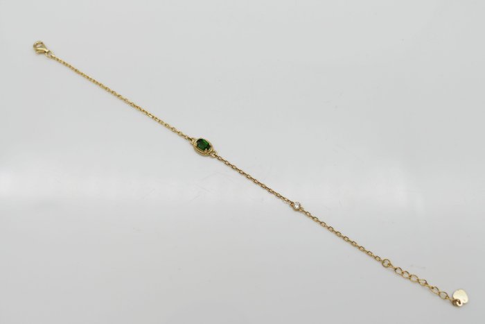 (小蔡二手挖寶網) 天然透輝石+亮鑽點綴 925純銀包金 金色手鍊 含台大保證書 總重1.89g 行家自行鑑定 商品如圖 100元起標 無底價 | Yahoo拍賣