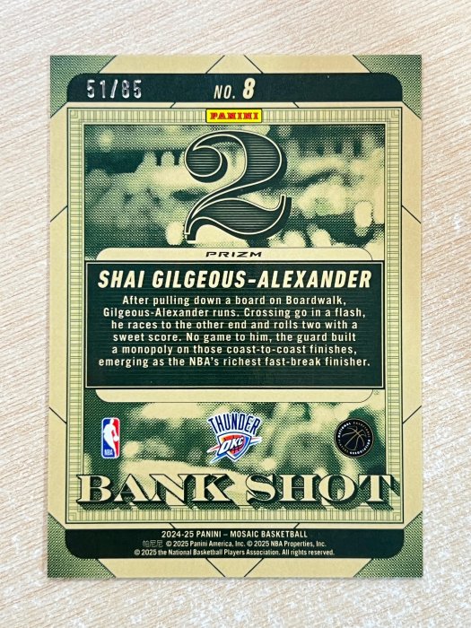 限量/85 Shai Gilgeous-Alexander MOSAIC 馬賽克 2024-25 181 | Yahoo拍賣