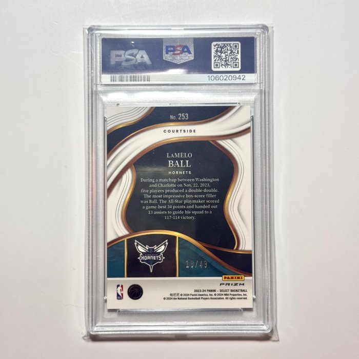 LaMelo Ball 限量49張 白粉色prizm 2023 Panini Select 特卡 Psa10 | Yahoo拍賣