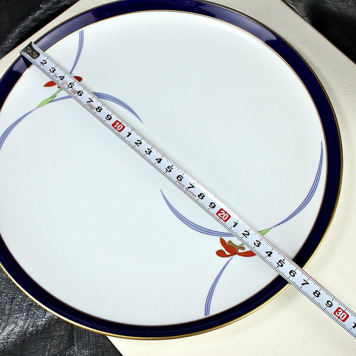 【桑園の】日本頂級香蘭社 大型26cm 寶藍滾邊 淡雅春蘭 精緻 大圓盤 瓷盤 極上品 附外盒 D 7500 | Yahoo拍賣