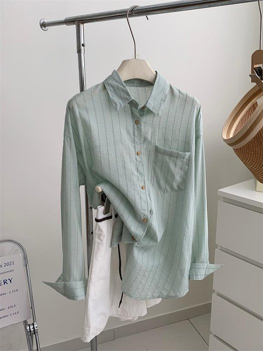 [現貨]YOHO 棉麻防曬襯衫 實拍日系薄款寬鬆休閑豎條紋防曬天絲棉麻襯衫 (DXQ7805) | Yahoo拍賣