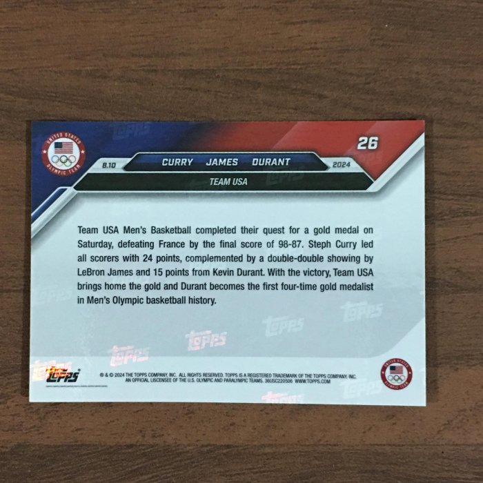 【畢拉卡鋪】Topps Now Olympic 美國奧運夢幻隊三老紀念卡 Stephen Curry LeBron James Kevin Durant (OA | Yahoo拍賣