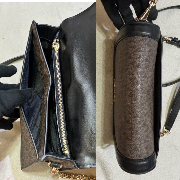 一元競標～ 正品 Michael Kors邁克.科爾斯MK Pvc防刮材質斜挎包 滿版Logo鏈條⛓️包 斜背包 側背包 肩背包 隨行包 趴踢精品包 | Yahoo拍賣