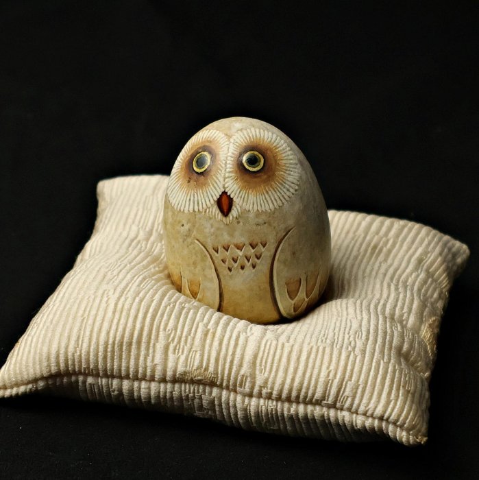 【桑園の】台灣 石繪藝術家 李鴻祥 純手繪 貓頭鷹 石頭畫 藝術品 (委託品) T 8044 A03 | Yahoo拍賣