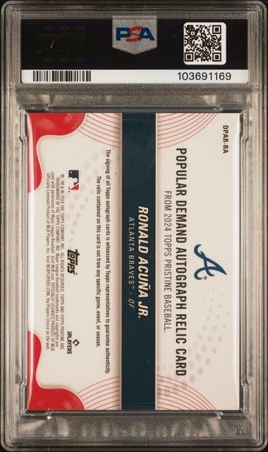 J45鑑定卡 PSA】2024 PRISTINE【RONALD ACUNA JR.】金亮POPULAR DEMAND球衣簽名卡 卡面簽 45/50 | Yahoo拍賣