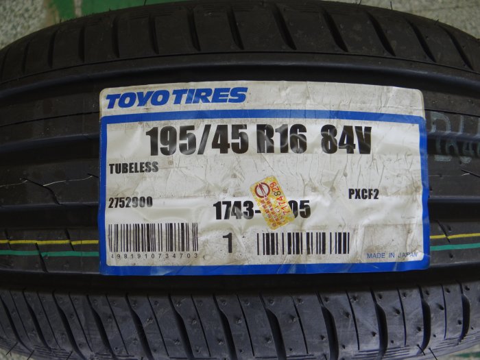{順加輪胎}TOYO CF2 195/45/16 日本製 AE51 MAP2 PS3 T1R NS20 ST1 CSC3 | Yahoo拍賣