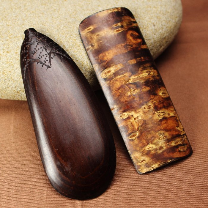 【桑園の】日本工藝 實木茶則 櫻皮細工 紫茄 茶匙 茶則 2件一拍 Q 7047 | Yahoo拍賣