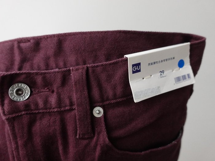 CA 日本品牌 GU 全新 深紫咖 合身版 彈性牛仔褲 29腰 一元起標無底價C618 | Yahoo拍賣