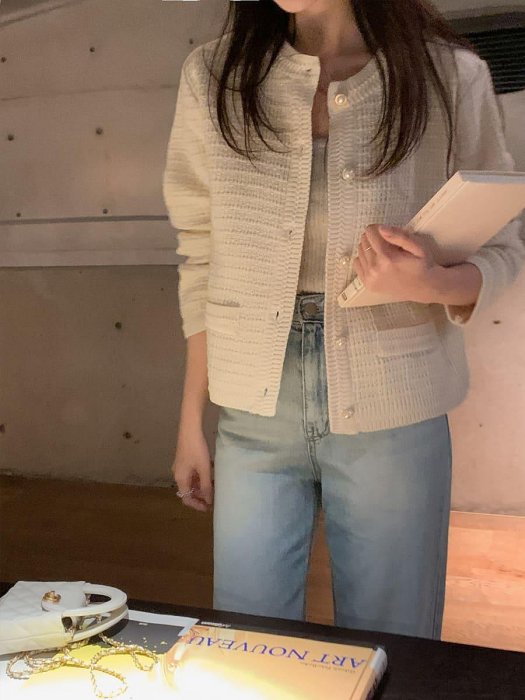 Hello V 正韓製 氣質花呢針織質感外套*象牙色海軍藍*【S0331-115】 | Yahoo拍賣