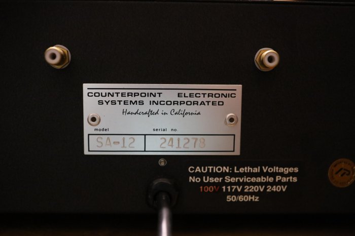 [古典音響殿] COUNTERPOINT SA-12 真空管後級擴大機 | Yahoo拍賣