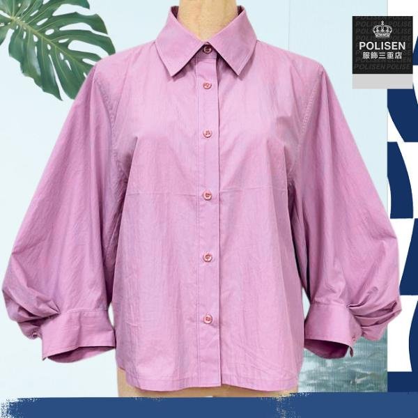 POLISEN聖路加設計師服飾(950-336)素色全開襟七分燈籠袖造型襯衫原價2990元特價897元 | Yahoo拍賣