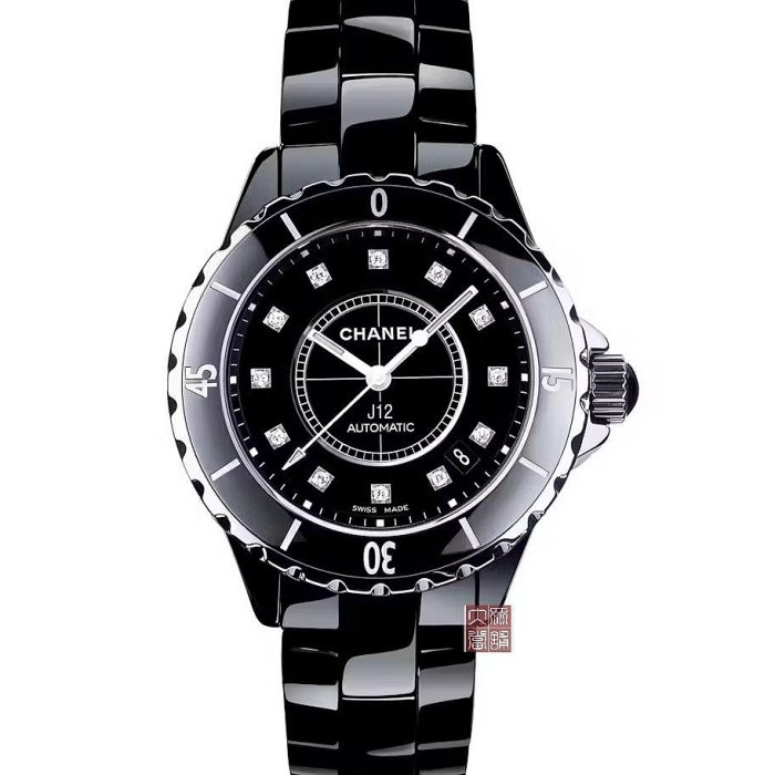 【大眾名錶】CHANEL香奈兒 J12系列 H1625 2016/08 黑陶瓷 鑽石時標 錶徑33mm 石英機芯 大眾當舖B624 | Yahoo拍賣