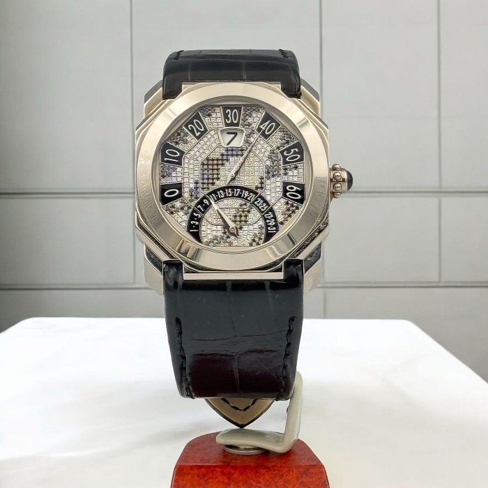 樂時計 絕版商品 18白K金 GG 錶 Gerald Genta Octo Biretro OBR X.60 手錶 少見原廠滿天星面盤 39mm | Yahoo拍賣