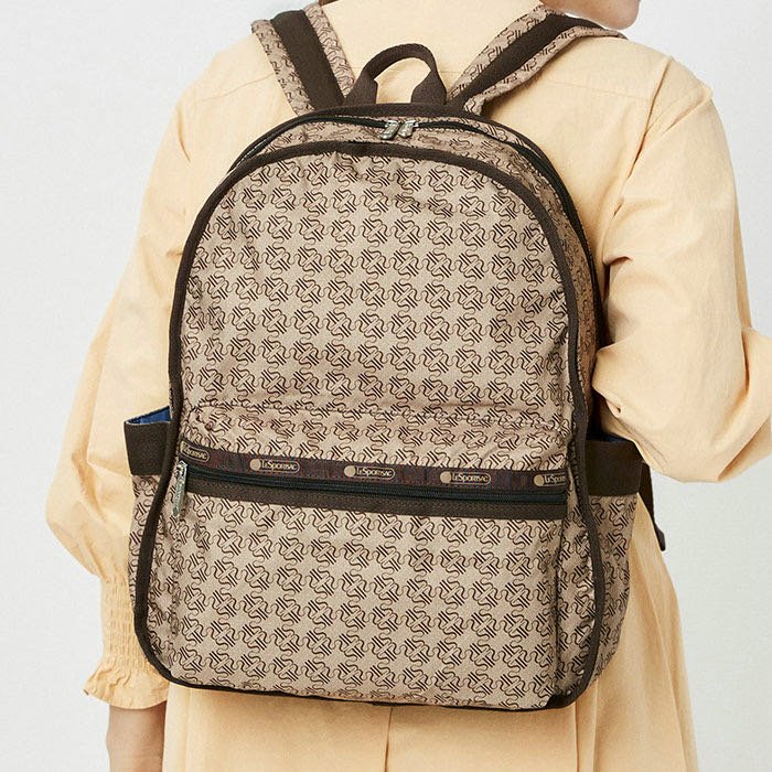 LeSportsac 亮光黑 3747 雙主袋多夾層設計 大容量 輕量雙肩降落傘防水後背包 書包 旅行 限量推薦 | Yahoo拍賣