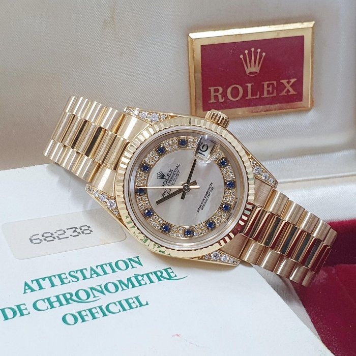 【大眾名錶】ROLEX 勞力士 68238 Datejust 中型 市場極罕見錶款 配上極罕見貝殼藍寶石多層鑽面盤 大眾當舖B461 ...