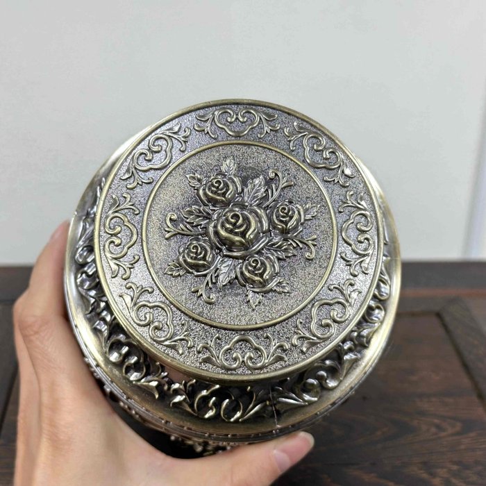 【居寶屋】精選 錫罐 青銅色 浮雕玫瑰花 精緻浮雕 茶葉罐 一斤罐 復古錫罐 精緻茶具 茶道精品 裝飾擺飾 一元起標 無底價 B364 | Yahoo拍賣