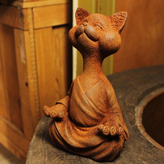 【桑園の】禪修 靈貓 瑜珈心靈 療育 鐵製 門檔 雕件 1元起標 Q 12232 | Yahoo拍賣