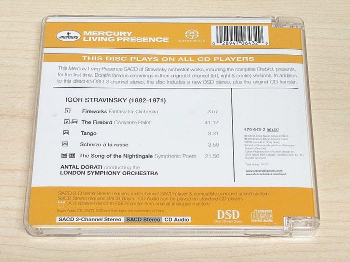 【駱克二手古典CD】STRAVINSKY THE FIREBIRD DORATI SACD 專輯頁&封底黃斑 小刮傷 不影響播放 | Yahoo拍賣