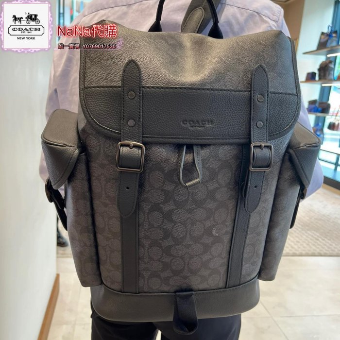 NaNa代購 Coach 7673 新款Hitch男士後背包 雙肩背包 登山背包 旅行背包 翻蓋抽繩背包 大容量 可放筆電 附購證 | Yahoo拍賣