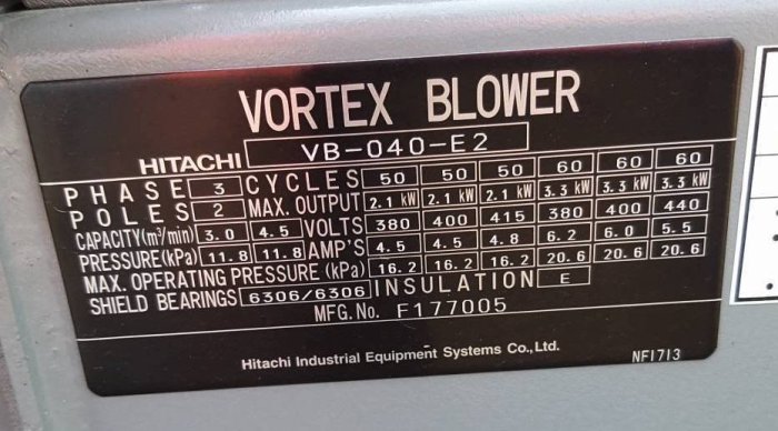 日本進口HITACHI VB-040-E2 (5HP)日立高壓環形鼓風機/高速風鼓---空氣風刀/真空吸著/水產養殖可用 | Yahoo拍賣