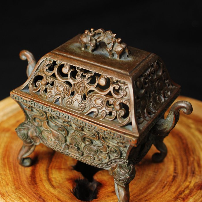 【桑園の】高級金工 鑄銅 359g 太平有象 象足 雕花 高級香爐 薰香爐 銅雕 底銘 Q 6152 | Yahoo拍賣