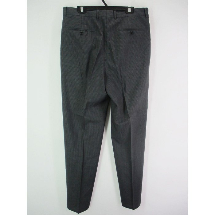 男 ~【MICHEL RENE】冷灰色細條紋羊毛西裝長褲 34號/實量腰圍約33吋(7A97)~99元起標~ | Yahoo拍賣