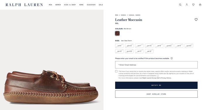 古拙人生 一元起標 美國製 RRL Leather Moccasin Ralph Lauren Double RL 莫卡新鞋 休閒鞋 帆船鞋 ...