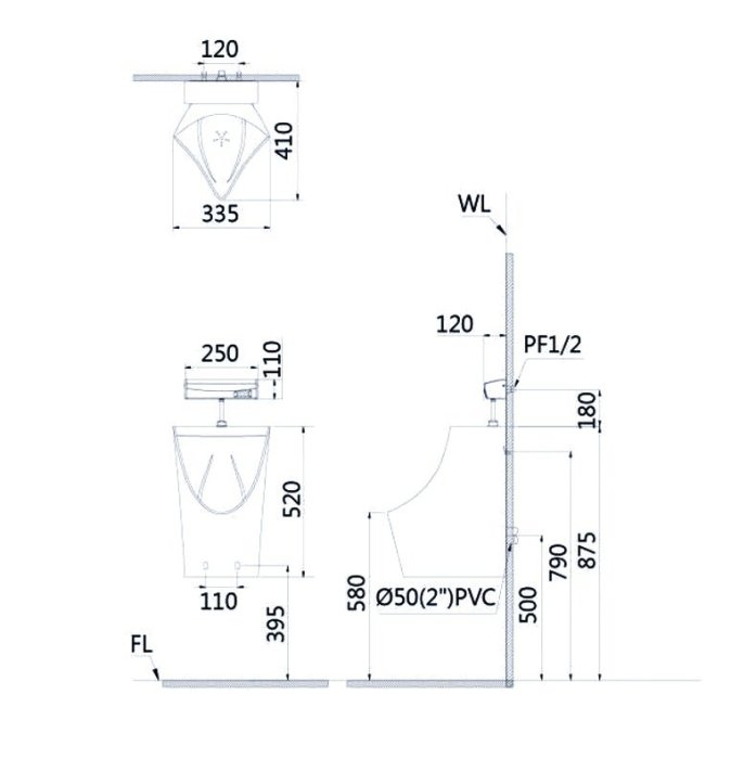 【達人水電廣場】凱撒衛浴 U0233 / BF412G 掛壁式 便斗 指壓式 掛式便斗 小便斗 | Yahoo拍賣