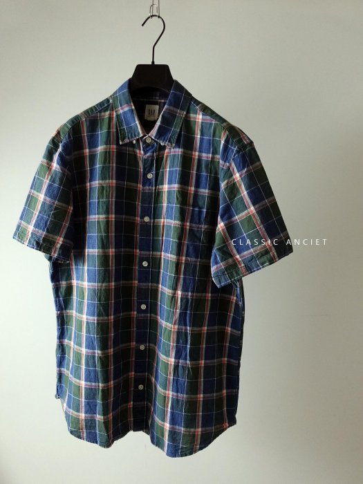 CA 美國休閒品牌 GAP 格紋 純棉 短袖襯衫 L號 一元起標無底價C388 | Yahoo拍賣
