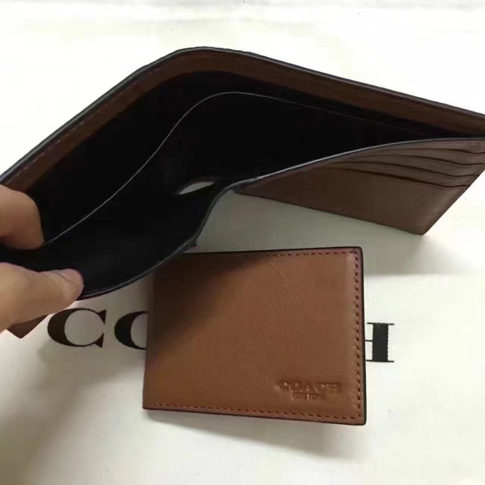 琪琪Outlet代購 Coach 75086 新款條紋短夾男士皮夾 運動STYLE 多功能皮夾 附購買憑證 | Yahoo拍賣