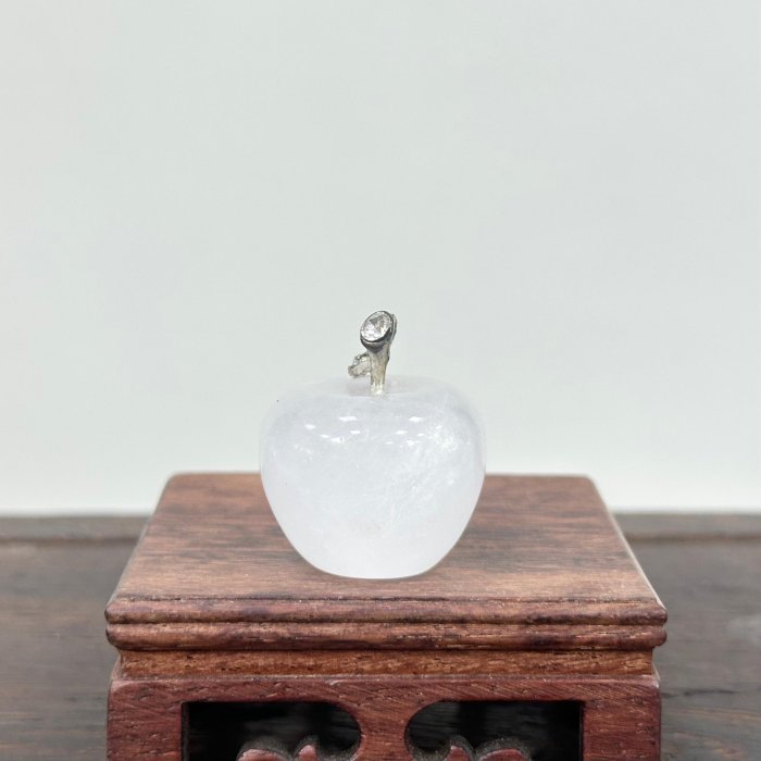 【居寶屋】精選天然 白水晶 小蘋果 鑲鑽頭 平平安安 萬事如意 桌上擺蘋 萬事擺平 一元起標 無底價 B322 | Yahoo拍賣