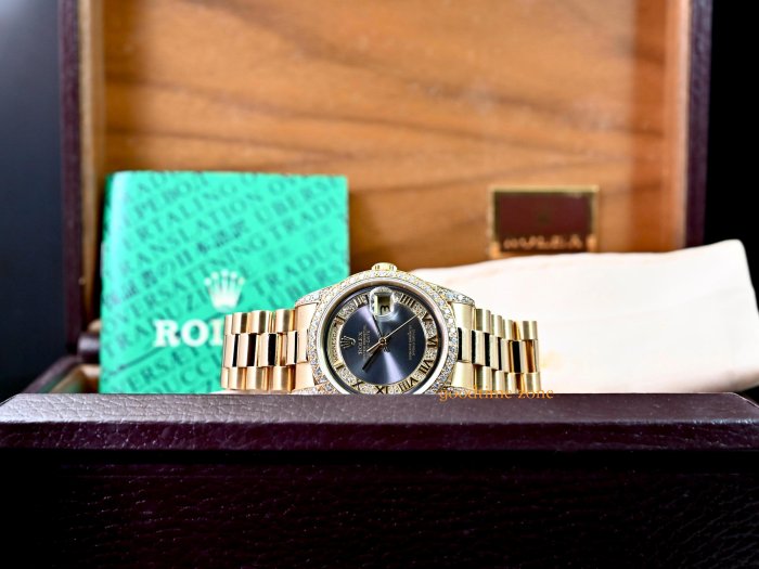 [現貨]ROLEX 勞力士 18388 DAY-DATE 原裝多層鑽MR灰面 原鑲鑽腳 原鑲鑽圈 18黃K金 36mm LRK573 ...