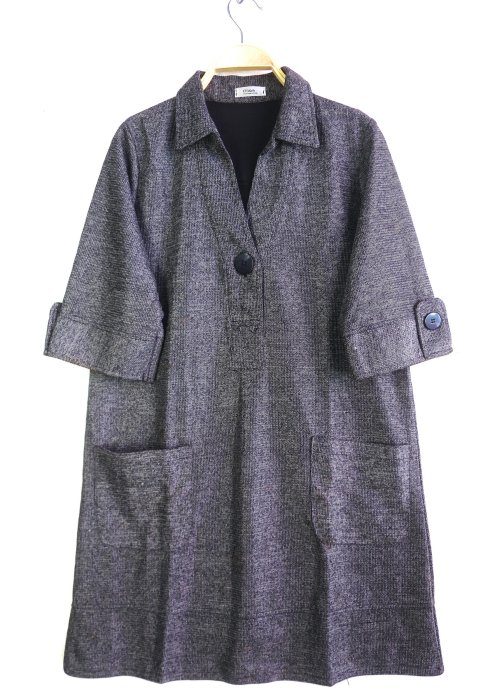 四季熱賣.98起競標︵＊O'Gam韓系 黑灰色五分袖連身裙2269 | Yahoo拍賣