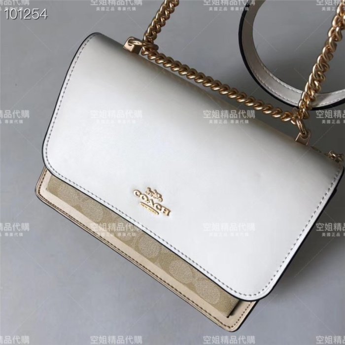 空姐精品代購 COACH 90635 KLARE 奧特萊斯 蔻馳新款 蛇紋拼牛皮 單肩斜挎 翻蓋鏈條女包 附購證下標送禮 | Yahoo拍賣